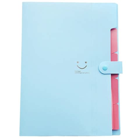 5 Pockets Plastic Expanding File Folders A4 Letter Size Snap Closure Accordion Folder Paper