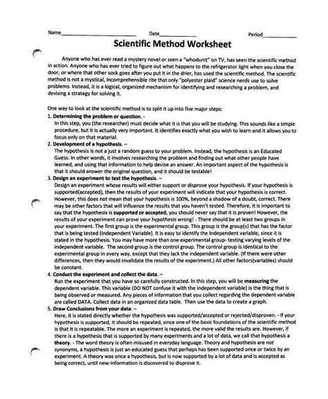 Scientific Method Problems Worksheets