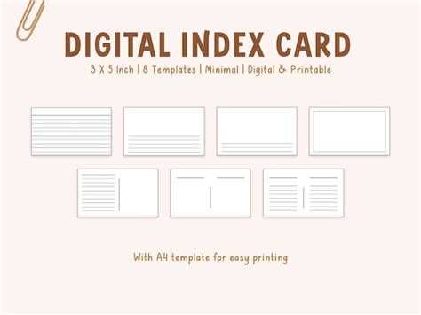 Printable Digital Notecards For Studying Index Cards Etsy