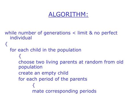 Ppt A Parallel Genetic Algorithm For Solving The School Time Tabling Problem Powerpoint