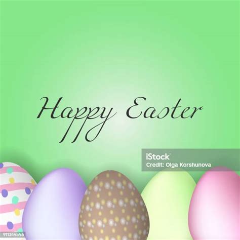 행복 한 부활절 벡터 카드 현실적인 계란입니다 벡터 일러스트 레이 션 3차원 형태에 대한 스톡 벡터 아트 및 기타 이미지 3차원 형태 개념 공휴일 Istock