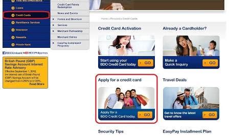 BDO Credit Card Application Online