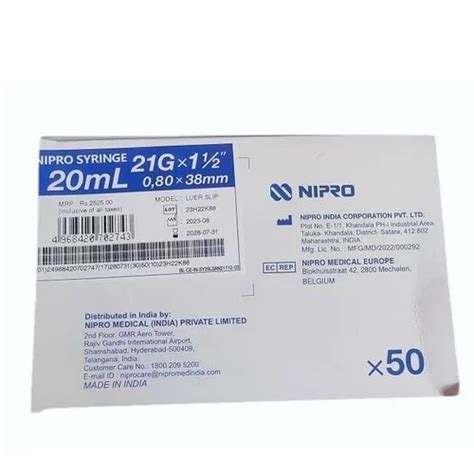 20ml Luer Slip Nipro Syringes Without Needle At Rs 11 25 Piece Oral Syringe In Mumbai Id