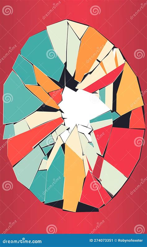 Broken Glass Mirror In A Cubist Screen Print Style Generative Ai Stock Illustration