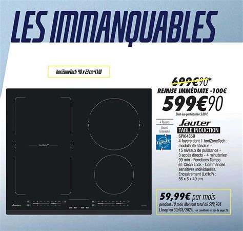 Promo Table Induction Sauter Chez Blanc Brun Icataloguefr