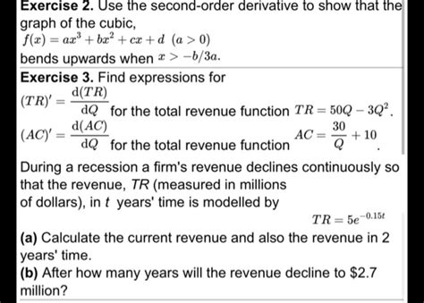 Solved Exercise Use The Second Order Derivative To Show Chegg