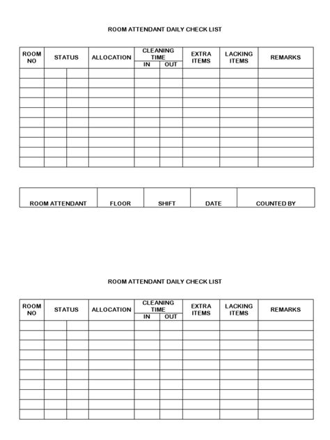 Room Assignment Sheet
