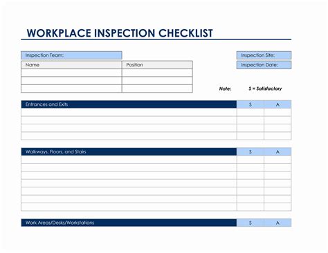 Workplace Inspection Checklist Template