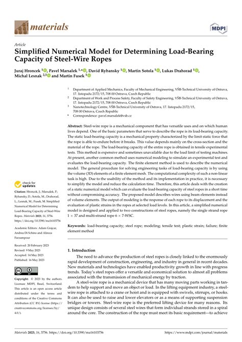 Pdf Simplified Numerical Model For Determining Load Bearing Capacity Of Steel Wire Ropes