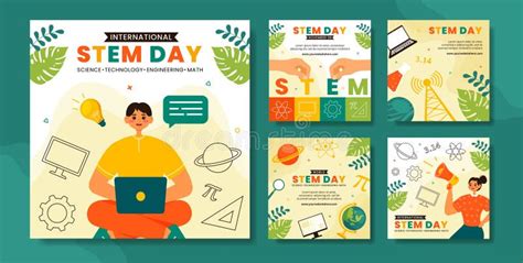 Stem Science Technology Engineering Mathematics Education Social Media Post Illustration Flat