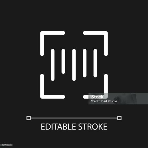 어두운 테마를위한 바코드 픽셀 완벽한 흰색 선형 Ui 아이콘 스캔 로고에 대한 스톡 벡터 아트 및 기타 이미지 로고 0명