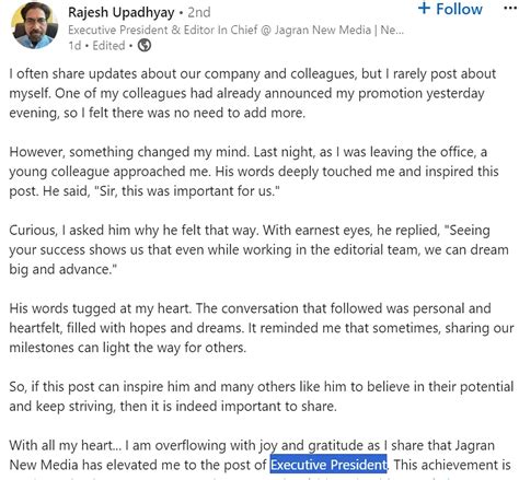 Jagran New Media Elevates Rajesh Upadhyay To Executive President