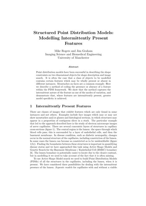 Pdf Structured Point Distribution Models