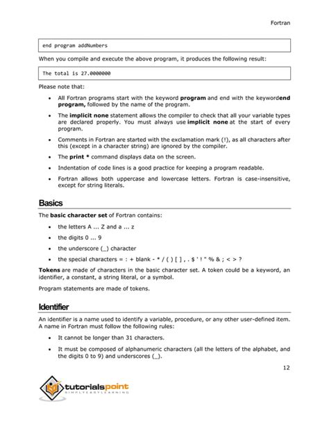 fortran tutorial pdf