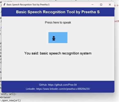 Preetha S On Linkedin Speechrecognition Tkinter Pythonproject