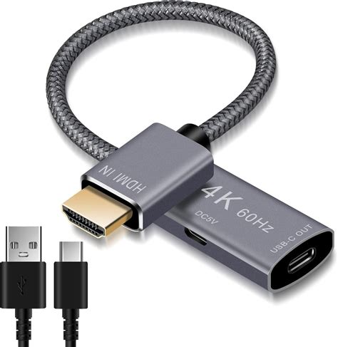 Basesailor Hdmi Male To Usb C Female Cable Adapter With Micro Usb Power