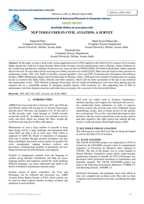 Pdf Nlp Tools Used In Civil Aviation A Survey