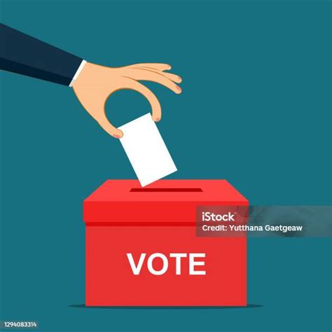 투표용지상자에 용지를 넣는 손 플랫 스타일로 투표 개념 Referendum에 대한 스톡 벡터 아트 및 기타 이미지 Referendum 가입서 개념 Istock