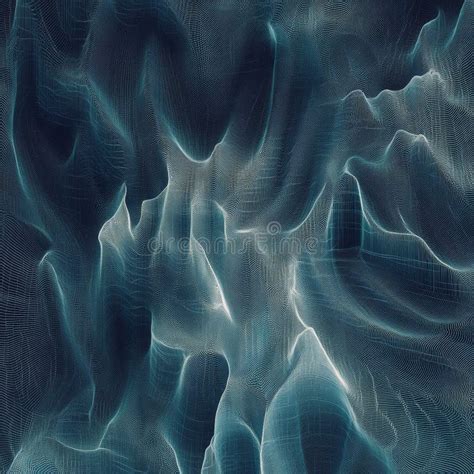 Abstract Digital Landscape With Flowing Lines And Dark Tones Stock