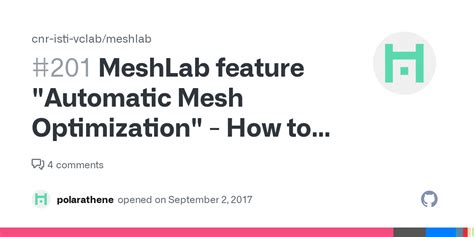 Meshlab Feature Automatic Mesh Optimization How To Perform It · Issue 201 · Cnr Isti Vclab