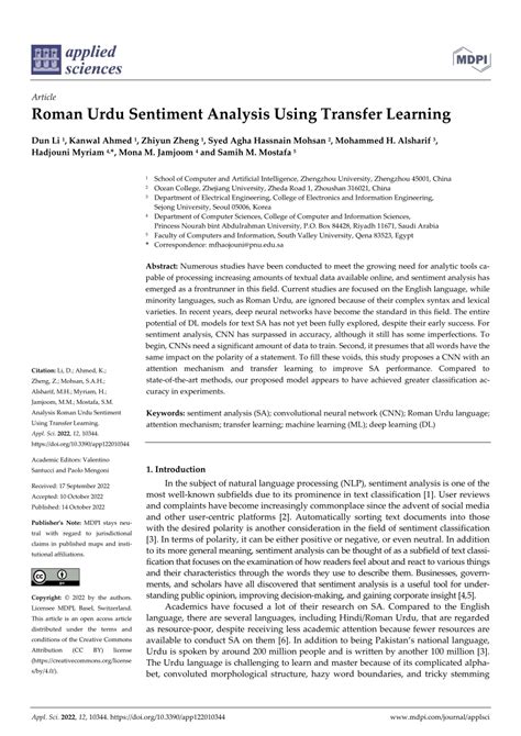 Pdf Roman Urdu Sentiment Analysis Using Transfer Learning