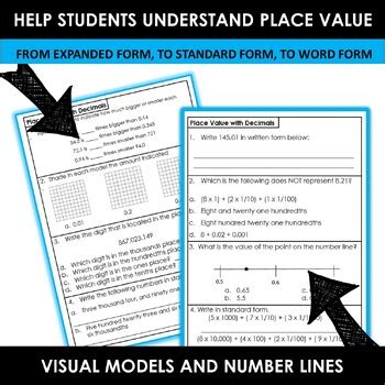 Adding Subtracting And Comparing Decimals Practice Pages And Place Value