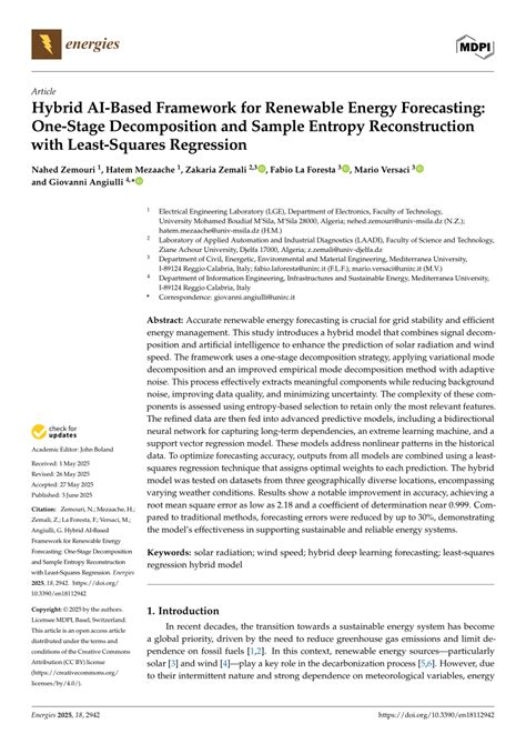 Pdf Hybrid Ai Based Framework For Renewable Energy Forecasting One Stage Decomposition And
