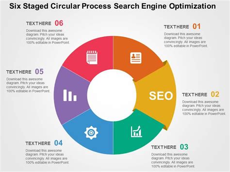 Six Staged Circular Process Search Engine Optimization Flat Powerpoint Design Presentation
