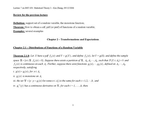 Review Sheet For Final Statistical Theory I Bst 631 Docsity