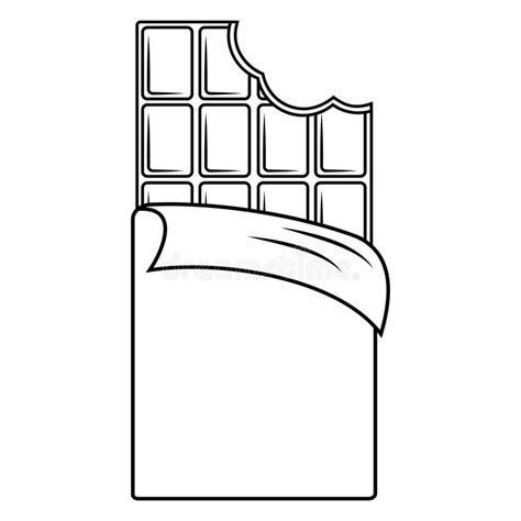 Chocolate Bar In Wrapper Black Outline Vector Illustration In Doodle Style Stock Vector