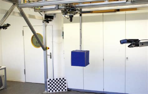 Test Setup With Three Kinect Depth Sensors And A Blue Cube That Is