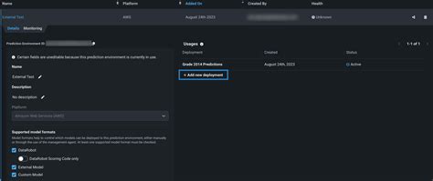 Deploy A Model To A Prediction Environment Datarobot Docs
