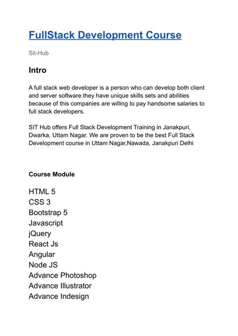 Ppt Fullstack Development Course Powerpoint Presentation Free