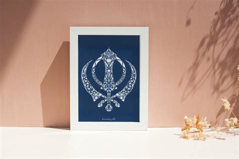 Khanda Wall Art Floral Khanda Art Punjabi Wall Art Instant