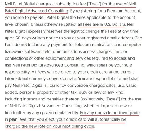 Payment Terms In Terms And Conditions Termsfeed