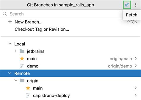 Manage Git Branches RubyMine Documentation