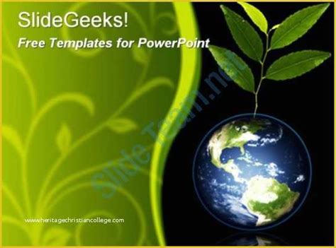 Ppt Templates For Technical Presentation Free Download Of Green Earth Globe With Plant Growing