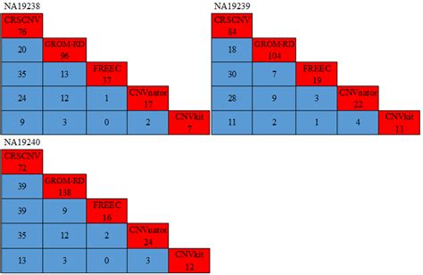 The Red Indicates The Total Number Of CNVs Detected By Each Method The