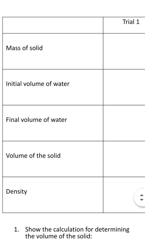Part Density Using Calculated Volume Choose A Chegg Com