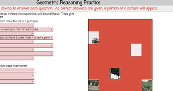 Geometric Reasoning Practice With Picture Reveal By The Spreadsheet Educator