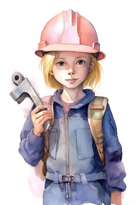 Premium Photo A Drawing Of A Girl Holding A Hammer And A Hammer