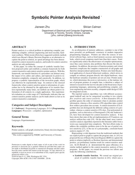 Pdf Symbolic Pointer Analysis Revisited
