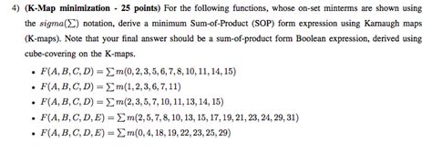 Solved K Map Minimization Points For The Following Chegg Com