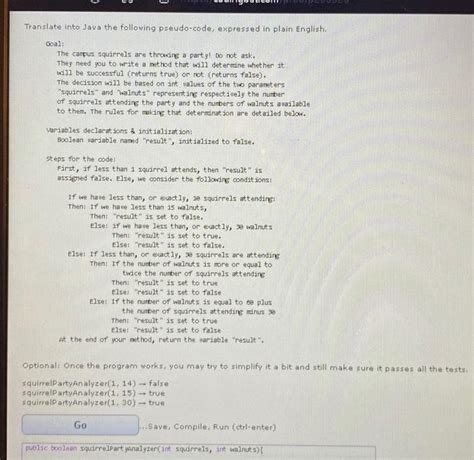 translate into java the following pseudo code