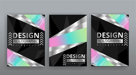 홀로그램 추상 페이지 템플릿 세트 복고풍 웨이브 결함 창조적 인 힙스터 네온과 파스텔 그라데이션 색상 0명에 대한 스톡 벡터 아트 및 기타 이미지 Istock