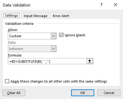 Data Validation Custom Formulas Auto VBA