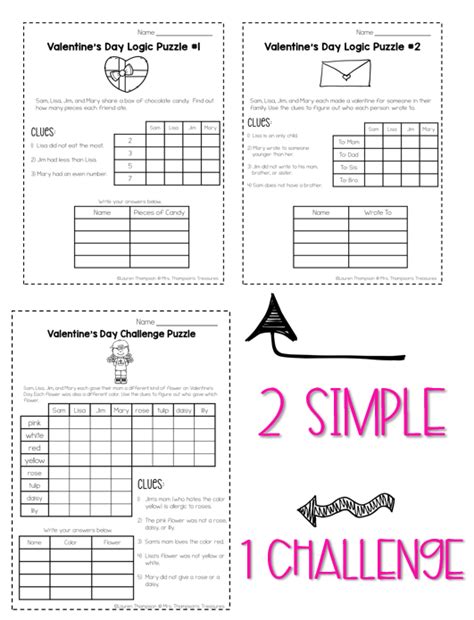 Valentine Logic Puzzle Printable Printable Logic Puzzles