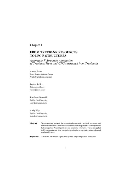 Pdf From Treebank Resources To Lfg F Structures