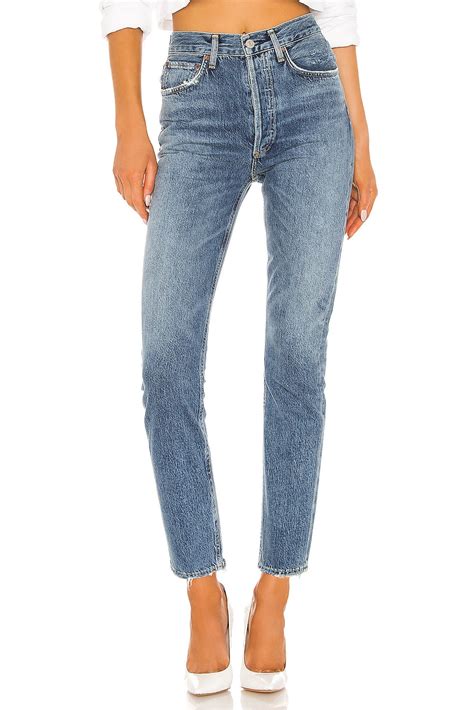 Agolde Riley High Rise Straight Crop Jeans In Frequency Revolve