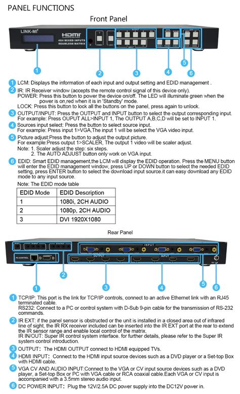 Hdmi Vga Av X Mixed Inputs Video Processing Matrix Switcher With Ir Rs Tcp Tp Buttons